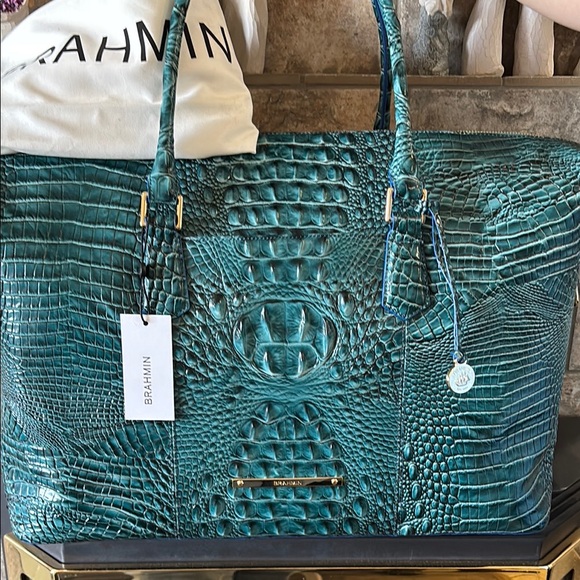 Brahmin | Bags | Nwt Brahmin Green Ombr All Over Crocodile Embossed ...